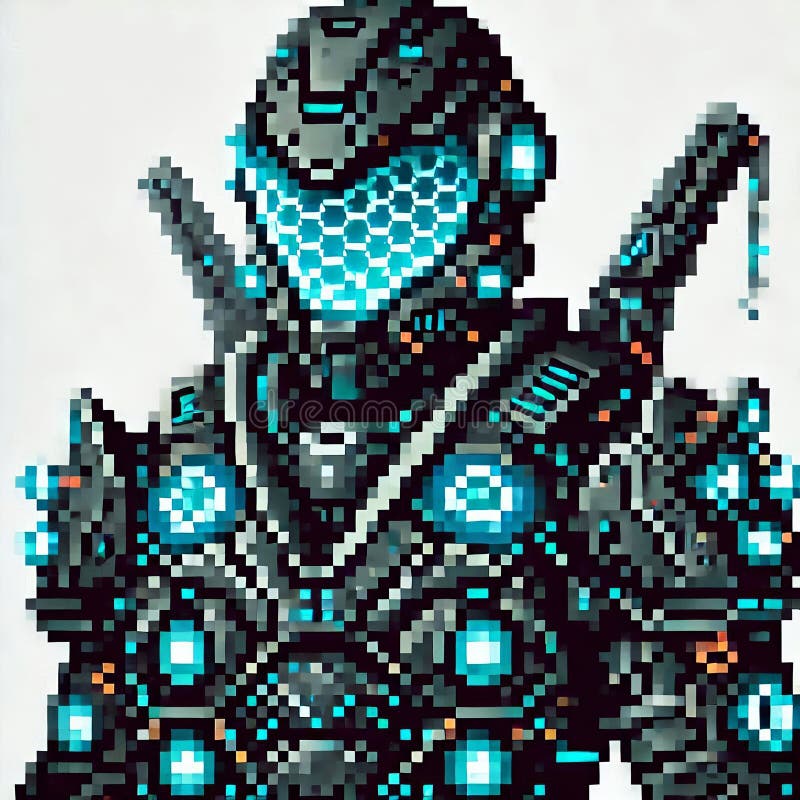 Neon Tech Battle Soldier stock illustration. Illustration of cyberpunk ...