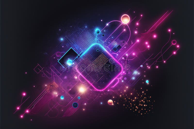 Neon Tech - Creative Abstract Technology Background. Ai Generated Stock ...