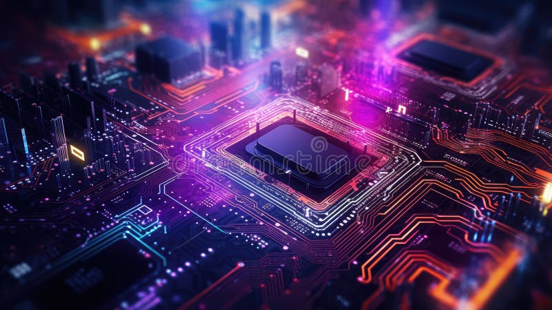 Neon Technology Background Abstract Stock Illustration - Illustration ...