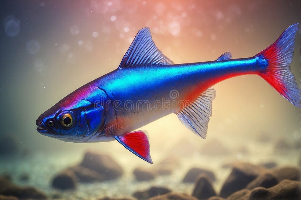 Neon Tetra Fish in Clear Water Stock Illustration - Illustration of ...