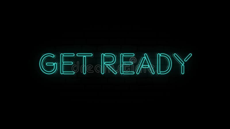 Neon Text of Get Ready on Black Background. 4k Stock Video - Video of ...