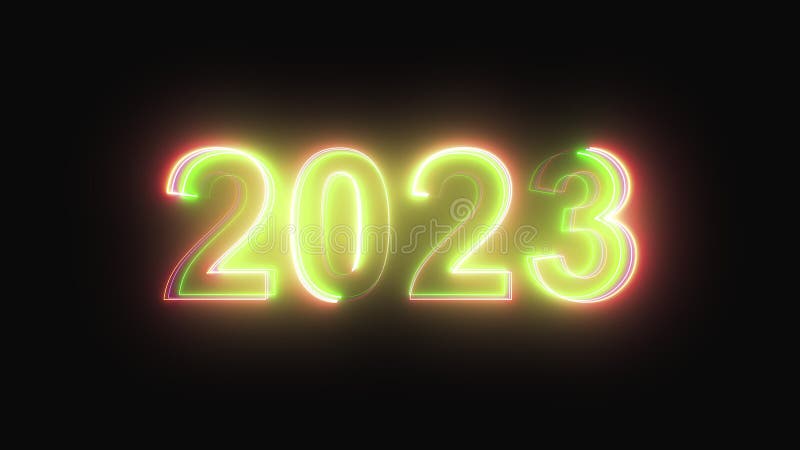 2023 3D Neon Letters and Numbers Stock Illustration - Illustration of ...