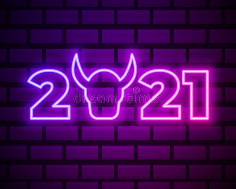 2021 Neon Text. 2021 New Year Design Template. Light Banner. Vector ...