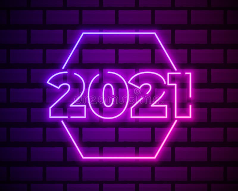 2021 Neon Text. 2021 New Year Design Template. Light Banner. Vector ...