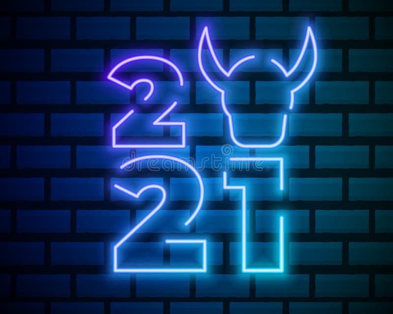 2021 Neon Text. 2021 New Year Design Template. Light Banner. Vector ...