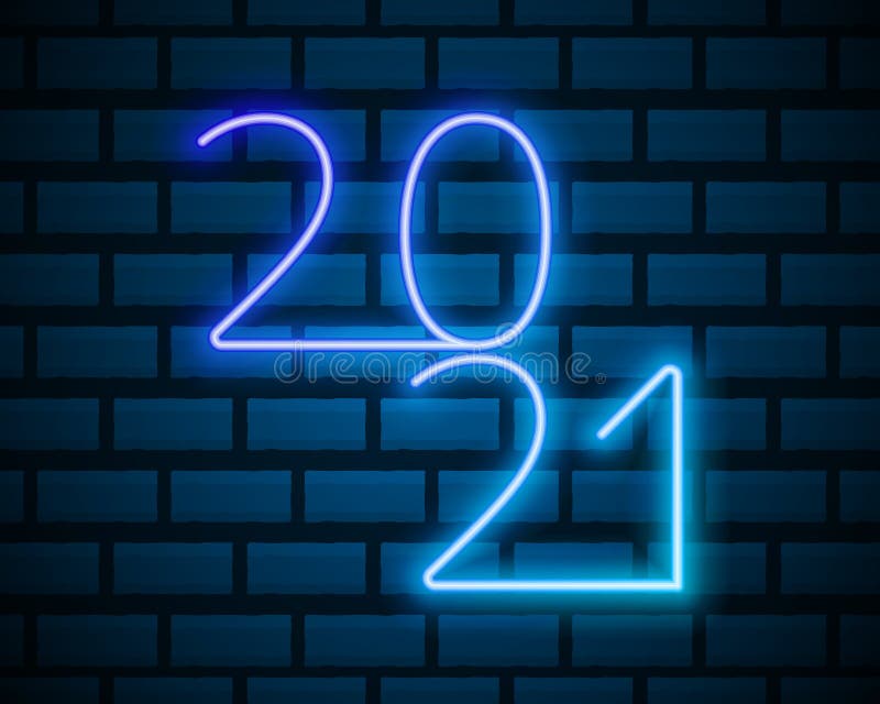 2021 Neon Text. 2021 New Year Design Template. Light Banner. Vector ...