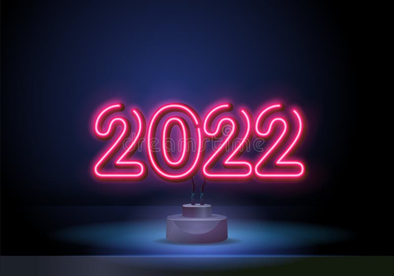 2022 Neon Text. Pink Neon 2022 New Year Design Template. Light Banner ...