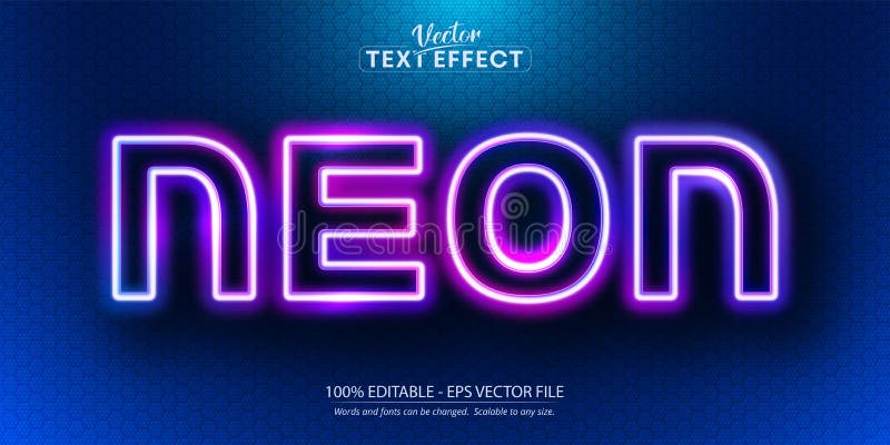Neon Text, Neon Style Editable Text Effect Stock Vector - Illustration ...
