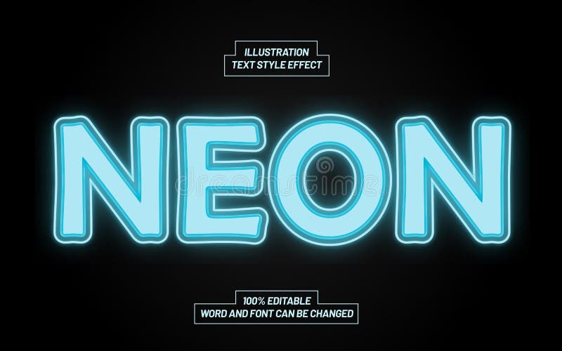 Neon Blue Text Style Effect Stock Vector - Illustration of banner, blue ...