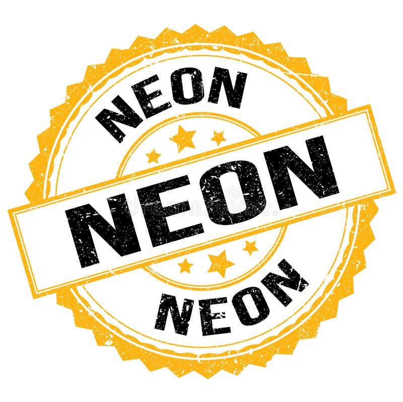 NEON Text on Yellow-black Round Stamp Sign Stock Illustration ...