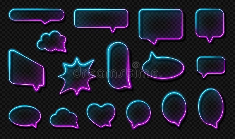 Neon Thought Bubble or Speech Box Stock Vector - Illustration of bubble ...