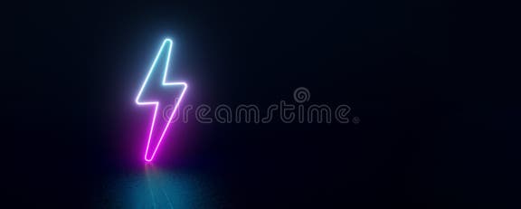 Neon Thunderbolt Panoramic Layout Stock Illustration - Illustration of ...