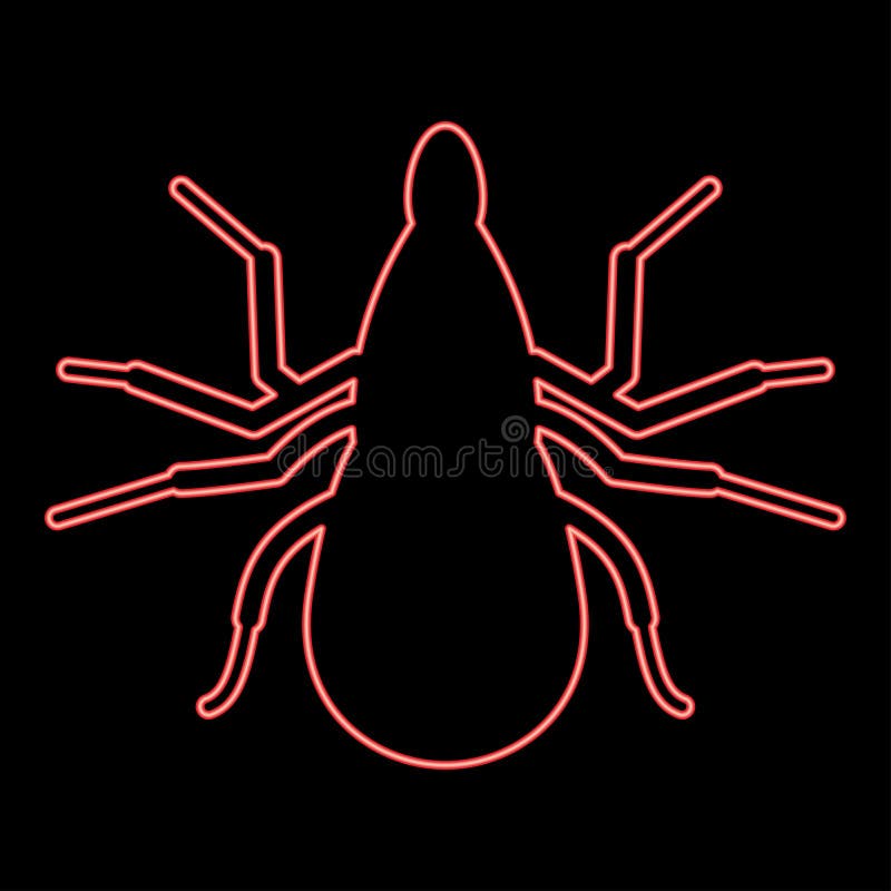 Neon Tick Mite Red Color Vector Illustration Image Flat Style Stock ...