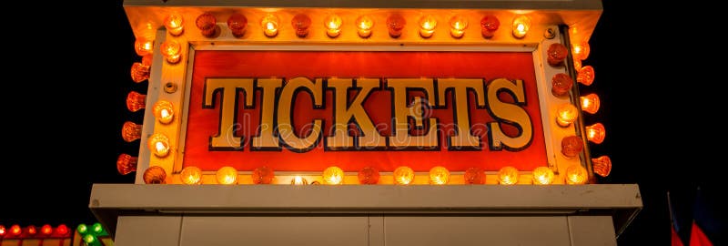 Neon ticket sign stock image. Image of lights, tickets - 78325941
