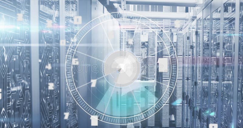 Neon Ticking Digital Clock and Hands at Computer Server Room Stock ...