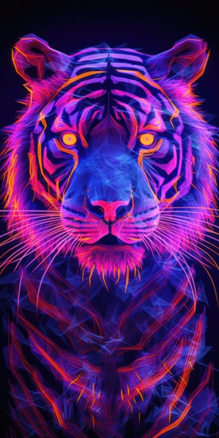 Neon Tiger in Dynamic Composition with Dramatic Lighting AI Generated ...