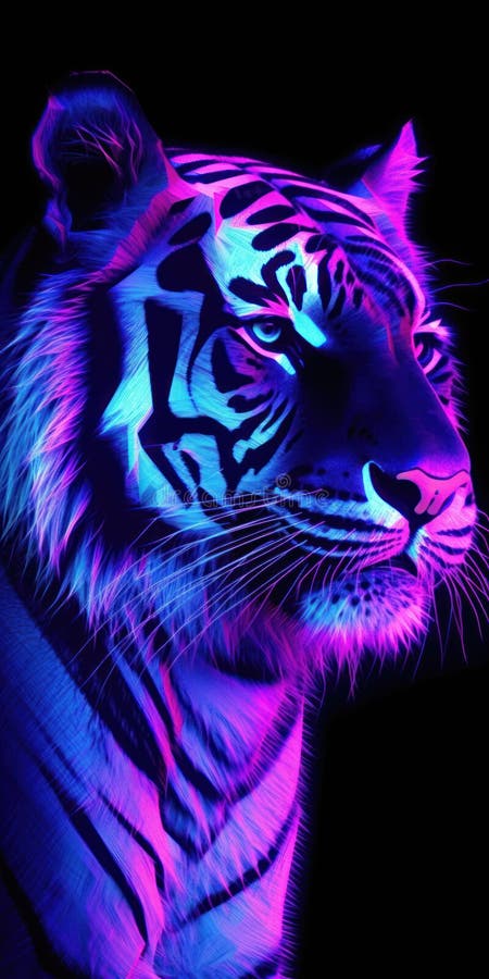 Neon Tiger in Dynamic Composition with Dramatic Lighting AI Generated ...