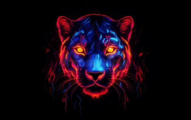 Neon Tiger Wallpaper in Darkcore Style Stock Illustration ...
