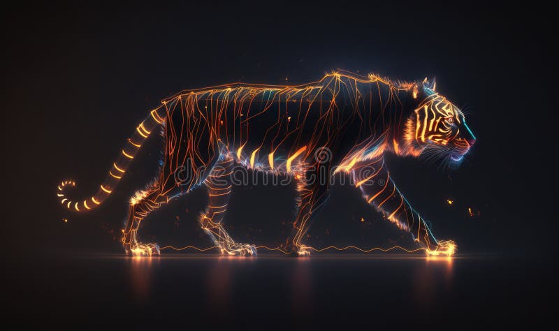 Neon Tiger Wallpaper in Darkcore Style Stock Illustration ...