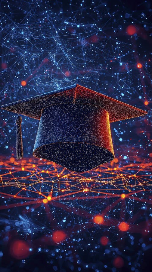 Neon-tinted Digital Cap with Complex Light Patterns Stock Illustration ...