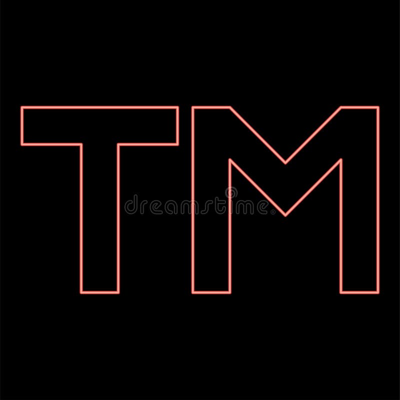 Neon TM Letter Trademark Red Color Vector Illustration Image Flat Style ...