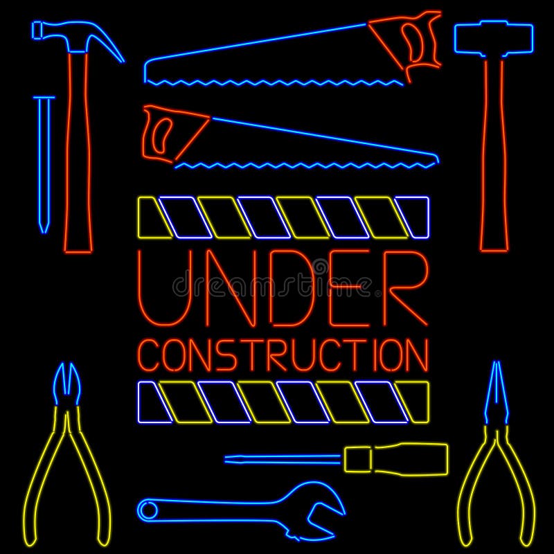 Neon tool set stock vector. Illustration of construction - 32427663