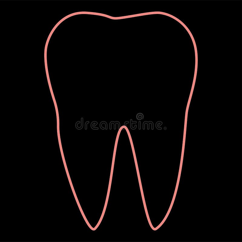 Neon Tooth the Red Color Vector Illustration Flat Style Image Stock ...