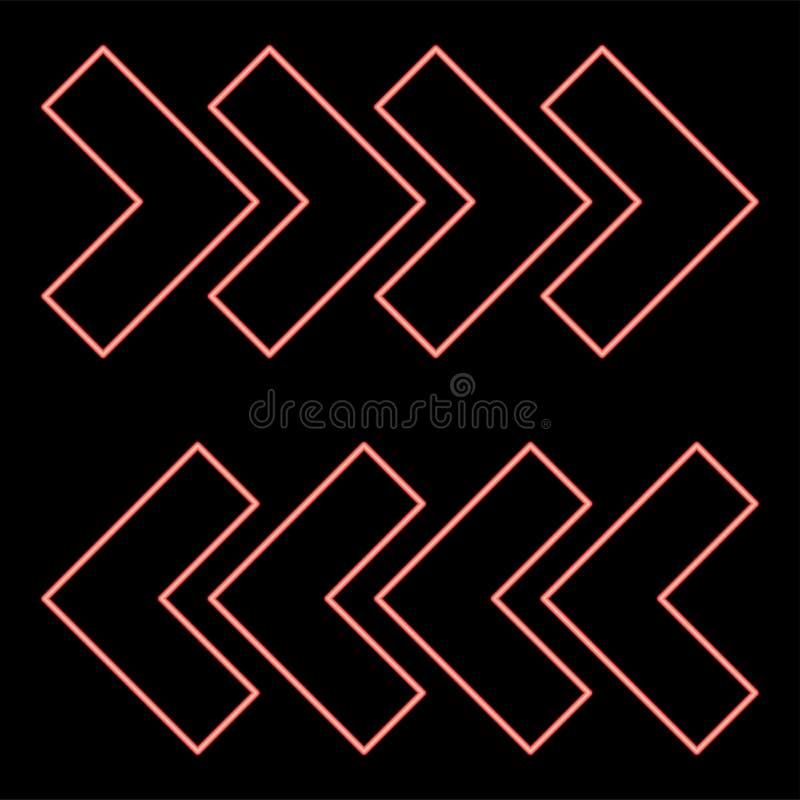 Neon Traffic Arrows Red Color Vector Illustration Flat Style Image ...