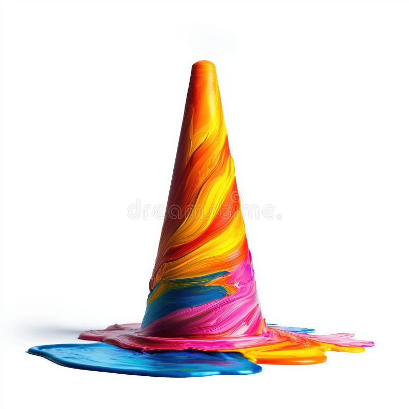 Neon Traffic Cone Transforms into a Flow of Luminous Paint Stock ...