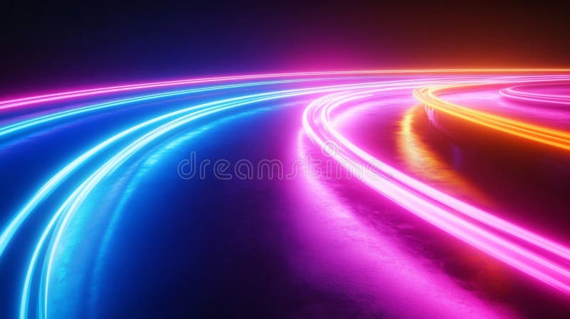 Neon Trails Abstract Light Speed Curves Design Stock Illustration ...