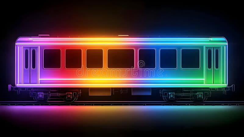 Neon Train Car 3D Illustration Stock Illustration - Illustration of ...
