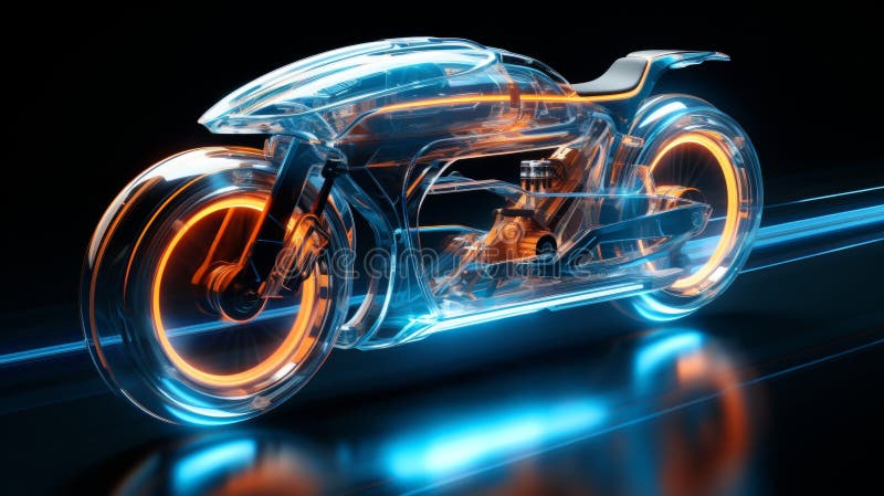 Neon Transformer Bicycle Racing on Vibrant Light Track through Dynamic ...