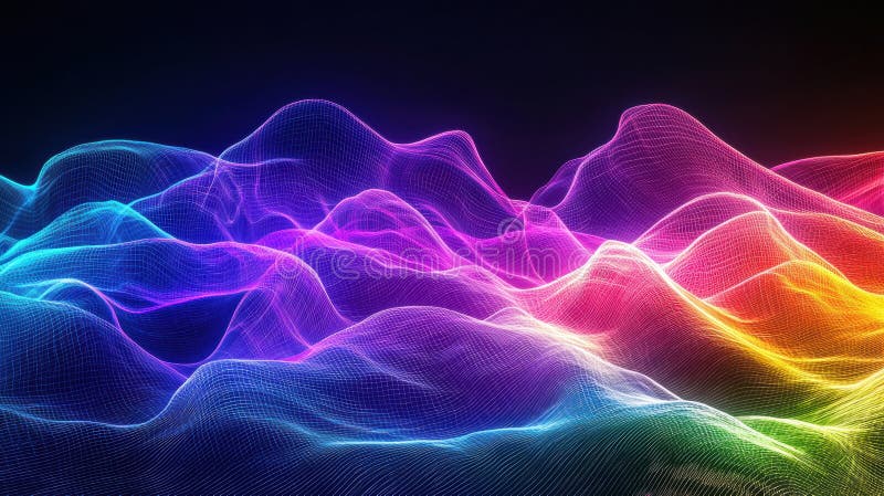 Neon Translucent Waves in Bright Colors Stock Illustration ...