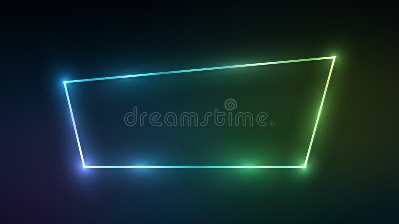Neon Trapezoid Frame with Shining Effects Stock Vector - Illustration ...
