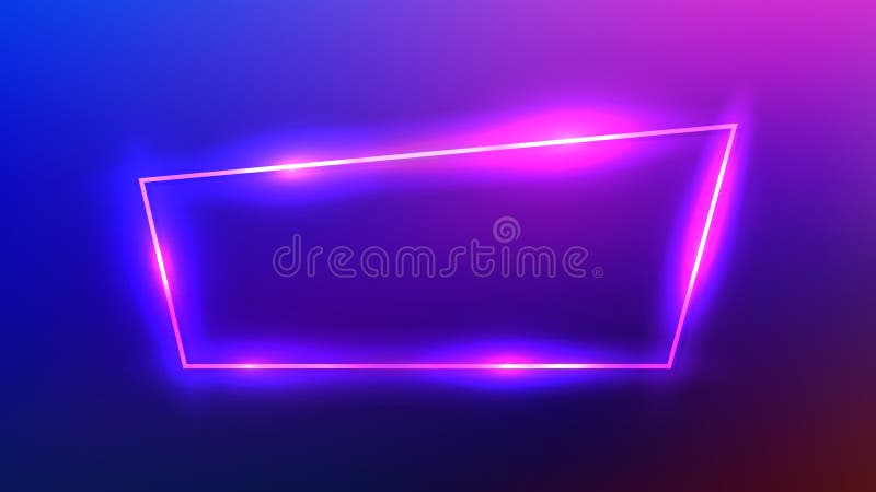 Neon Trapezoid Frame with Shining Effects Stock Vector - Illustration ...