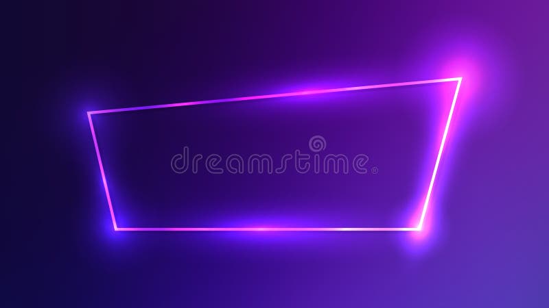 Neon Trapezoid Frame with Shining Effects Stock Vector - Illustration ...
