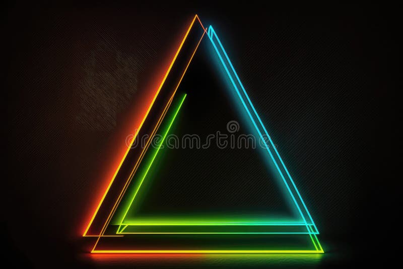 Neon Trapezoid Outline on a Black Background. Generative AI Stock ...
