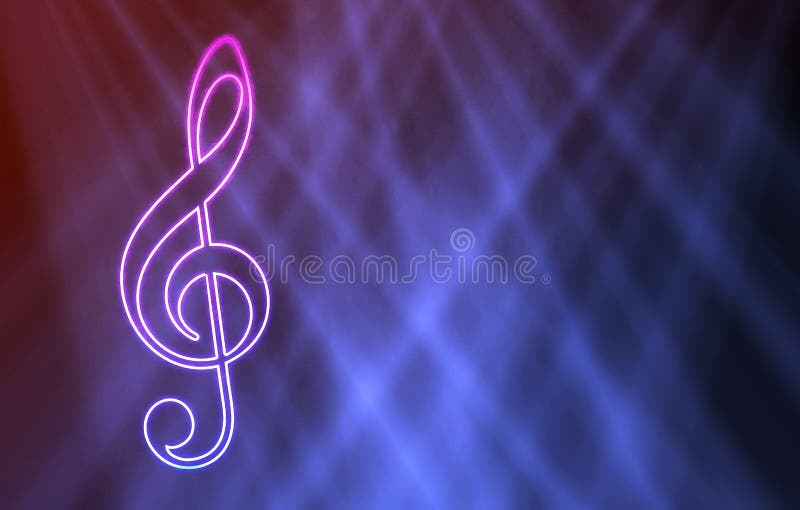 Neon Treble Clef with Blue Rays Light Stock Illustration - Illustration ...