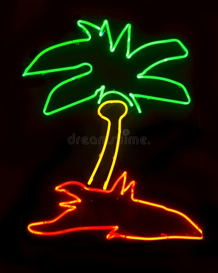 Neon Flamingo and Palm Tree Stock Image - Image of sign, outline: 15905491
