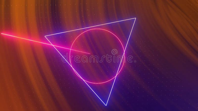 Neon Triangle and Circle with Laser Animation Over Abstract Background ...