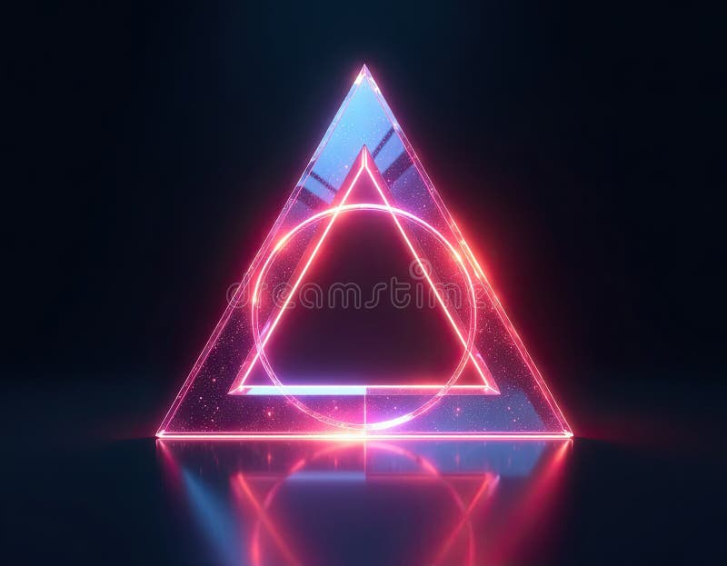Neon Triangle with Circle Overlay - Abstract Geometric Background Stock ...