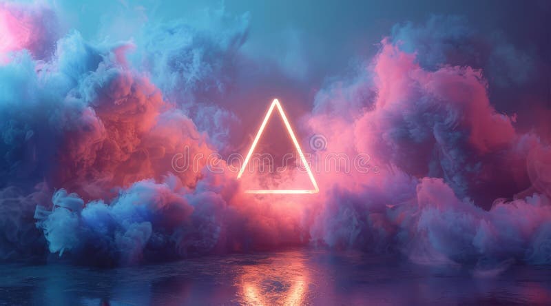 Neon Triangle in the Clouds - Neon Stock Photo - Image of clouds ...