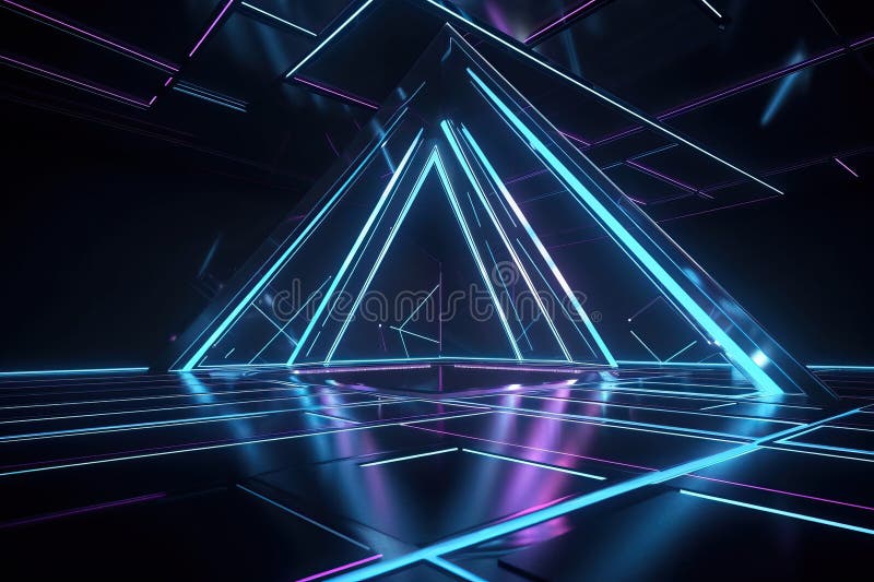 Neon Triangle Dance: Futuristic Sci-Fi Stage with Tilted Lines and ...