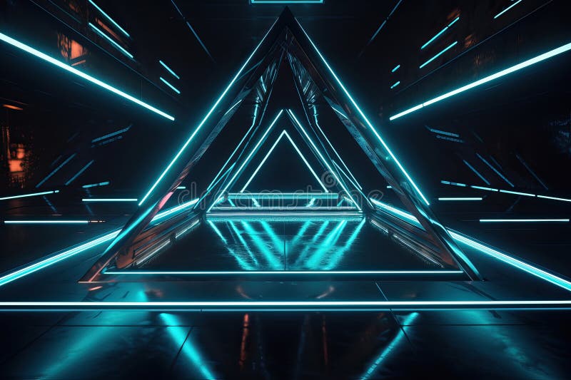 Neon Triangle Dance: Futuristic Sci-Fi Stage with Tilted Lines and ...