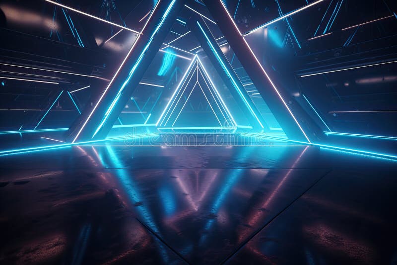 Neon Triangle Dance: Futuristic Sci-Fi Stage with Tilted Lines and ...