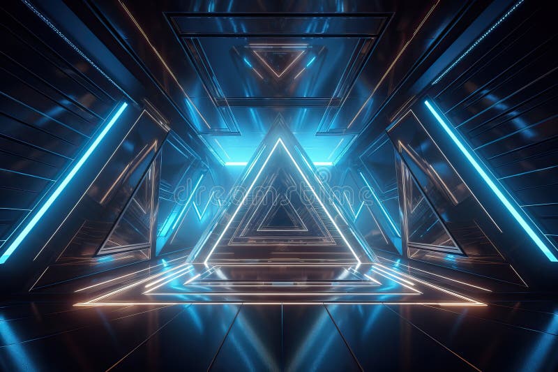 Neon Triangle Dance: Futuristic Sci-Fi Stage with Tilted Lines and ...