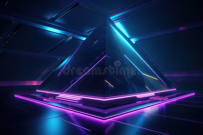 Neon Triangle Dance: Futuristic Sci-Fi Stage with Tilted Lines and ...