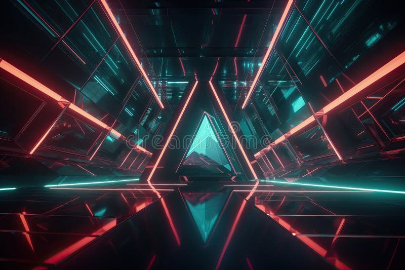 Neon Triangle Dance: Futuristic Sci-Fi Stage with Tilted Lines and ...