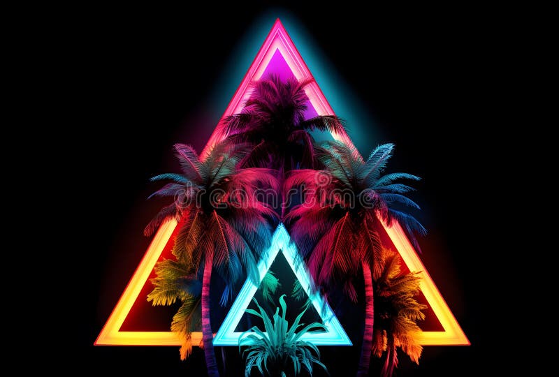 Neon Triangle Fantasy in a Tropical Haven Stock Illustration ...