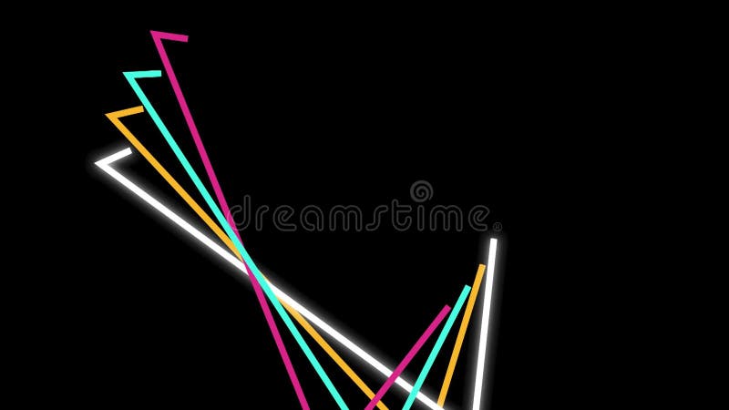 Neon Triangle Frame Animation on Black Background. Neon Light Overlay ...
